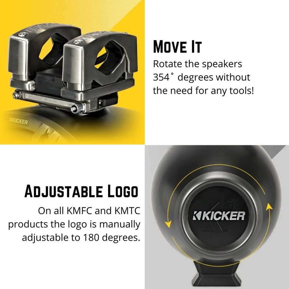 Kicker Marine 9" (230 mm) Horn Tower System with LED Grills - Black or ...