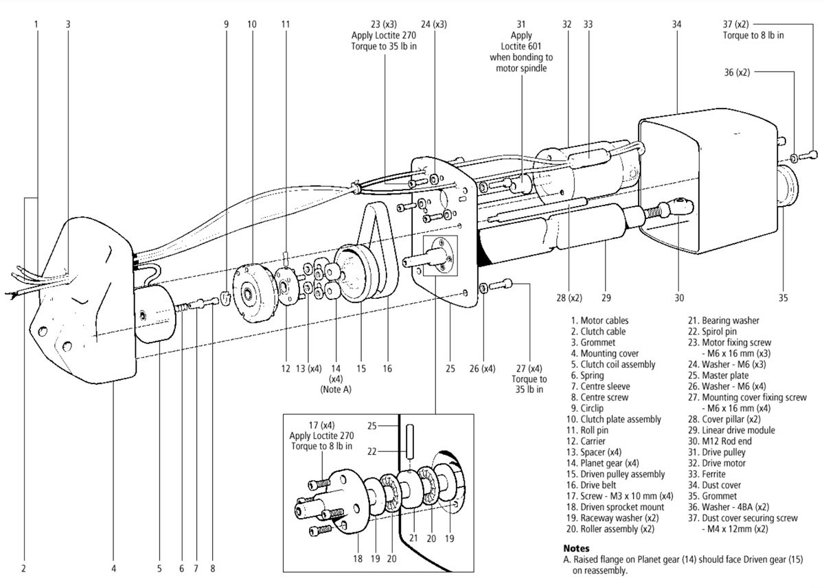 Raymarine Type 1/12v Short Shaft Linear Drive - TCS Chandlery