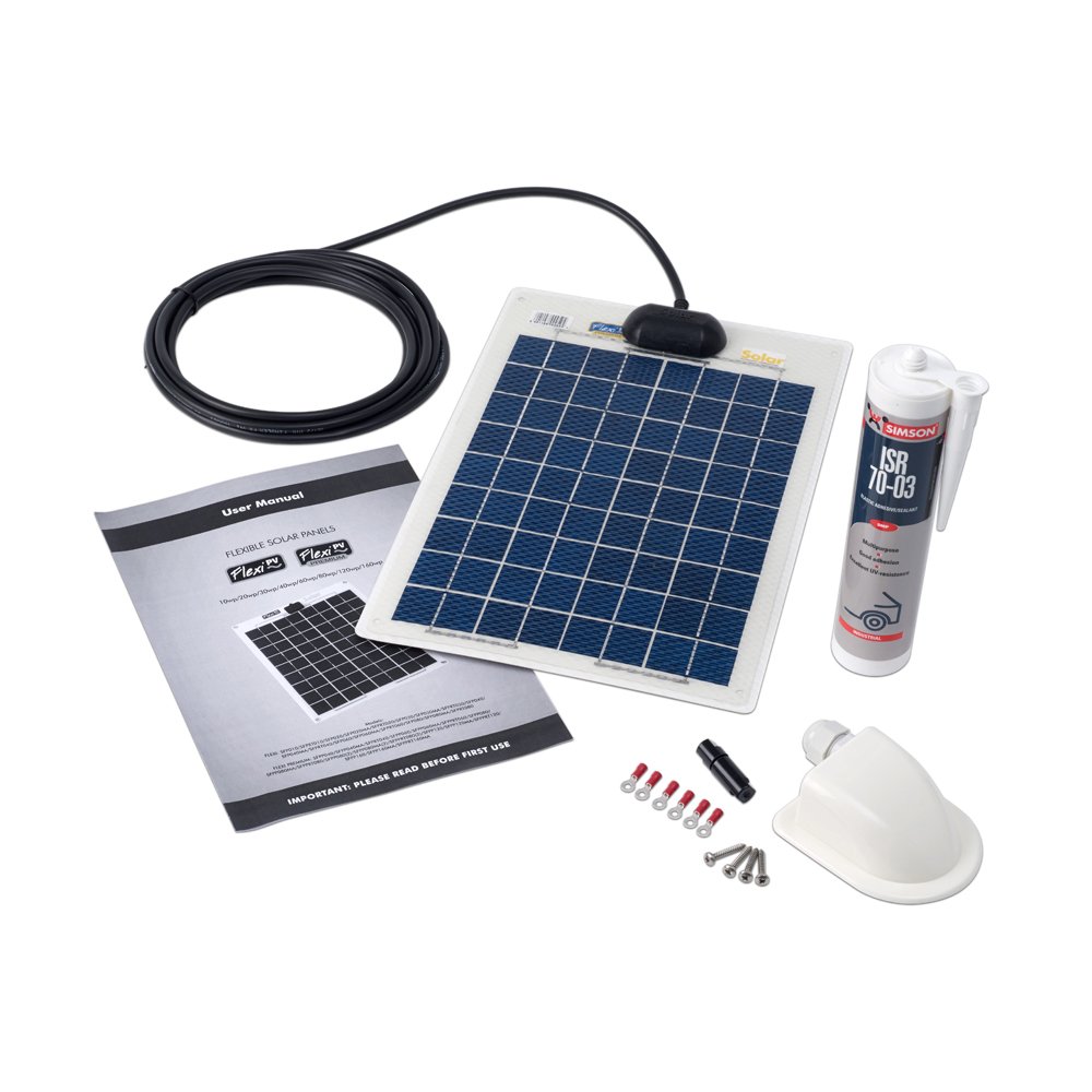 Solar Technology 10W Flexi Solar Panel & Roof/Deck Top Kit - TCS Chandlery