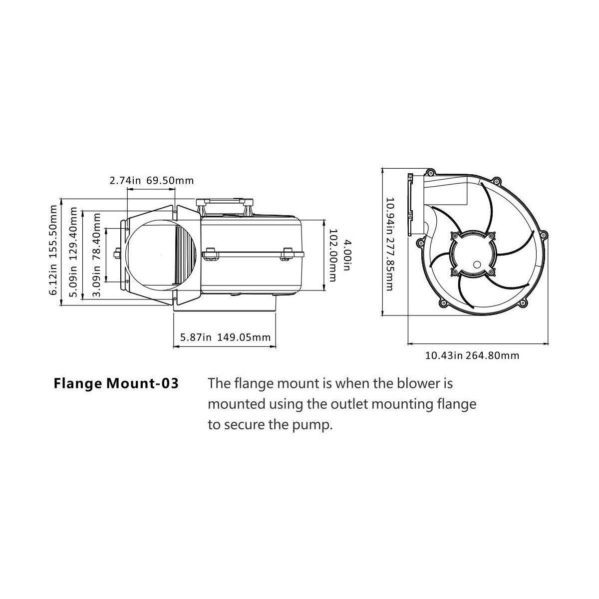 Seaflo In-Line Blowers - Flange Mount 03 Series, 24 V - TCS Chandlery