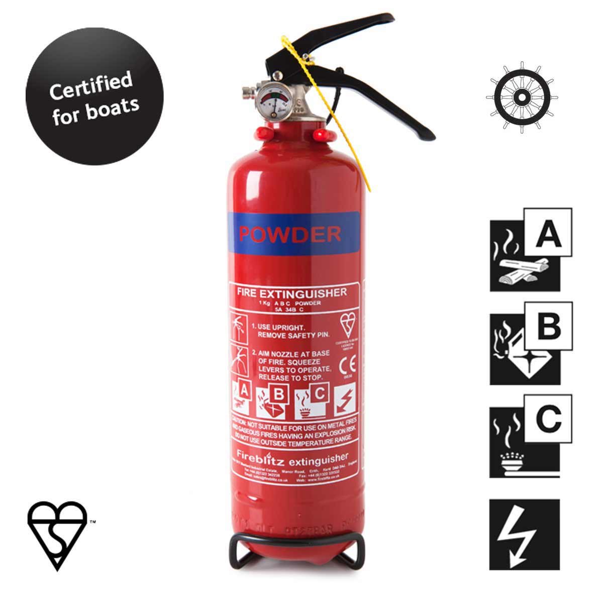 Fireblitz FireBlitz ABC Powder Fire Extinguisher (1kg / 5A/34B) Med ...