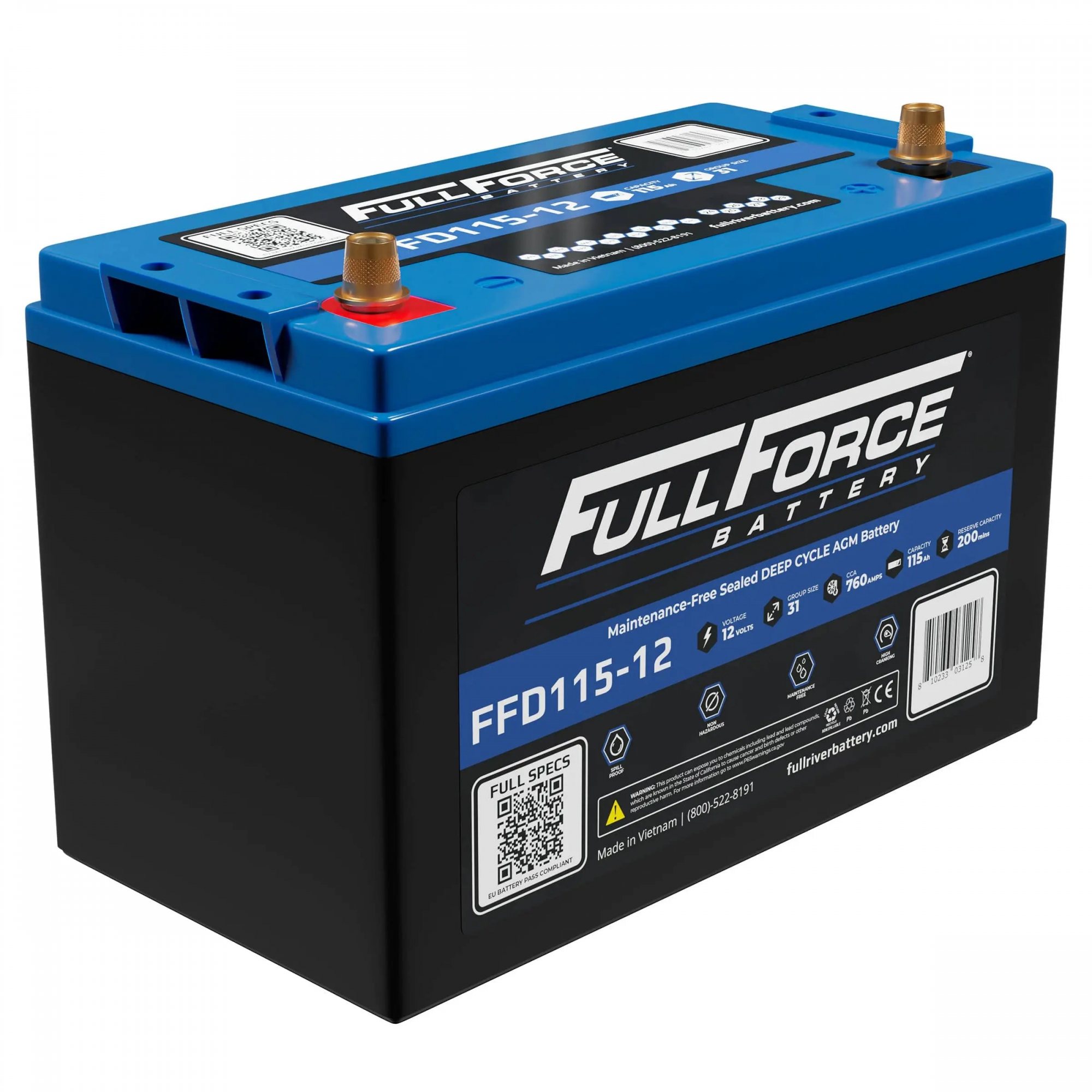 Fullriver Battery Full Force Battery FFD115-12 - TCS Chandlery
