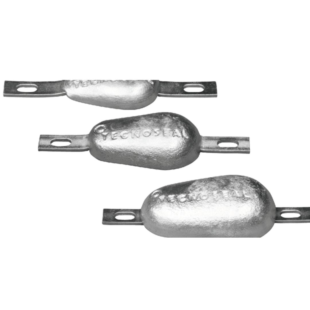 Tecnoseal Pear Shape Bolt on anodes with strap - TCS Chandlery