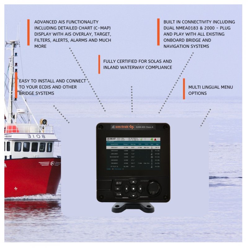 em-trak Em-Trak A200 Class A AIS Transceiver IMO-SOLAS Certified - TCS ...