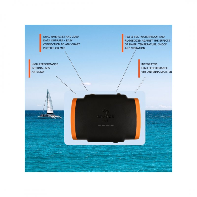em-trak Em-Trak B923 Class B AIS Transceiver 2W CSTDMA with VHF Antenna Splitter - TCS Chandlery